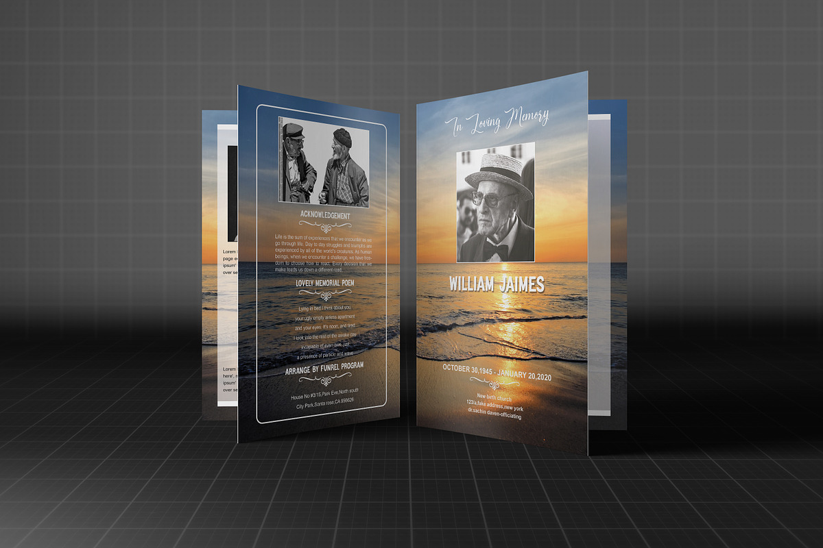 Sunset Printable Funeral Program