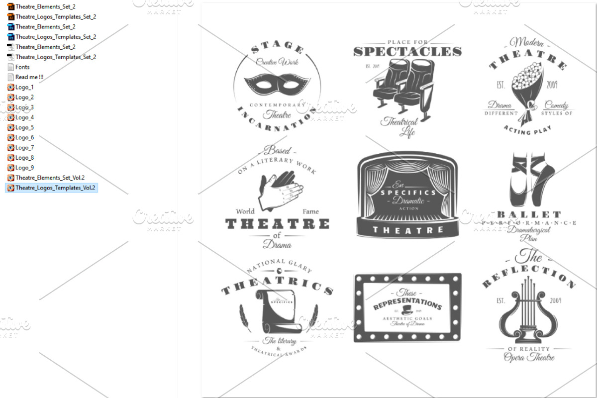 9 Theatre logos templates Vol.2, a Branding & Logo Template by Art Design