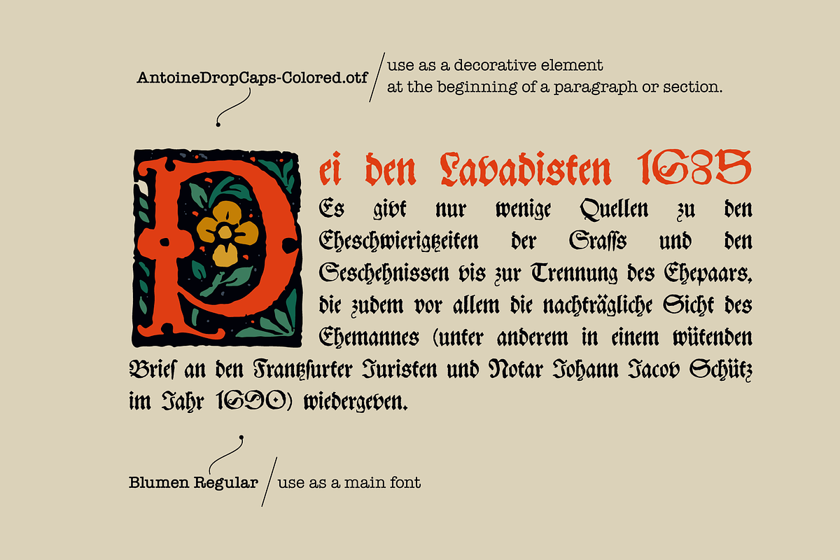 Antoine Medieval drop caps font