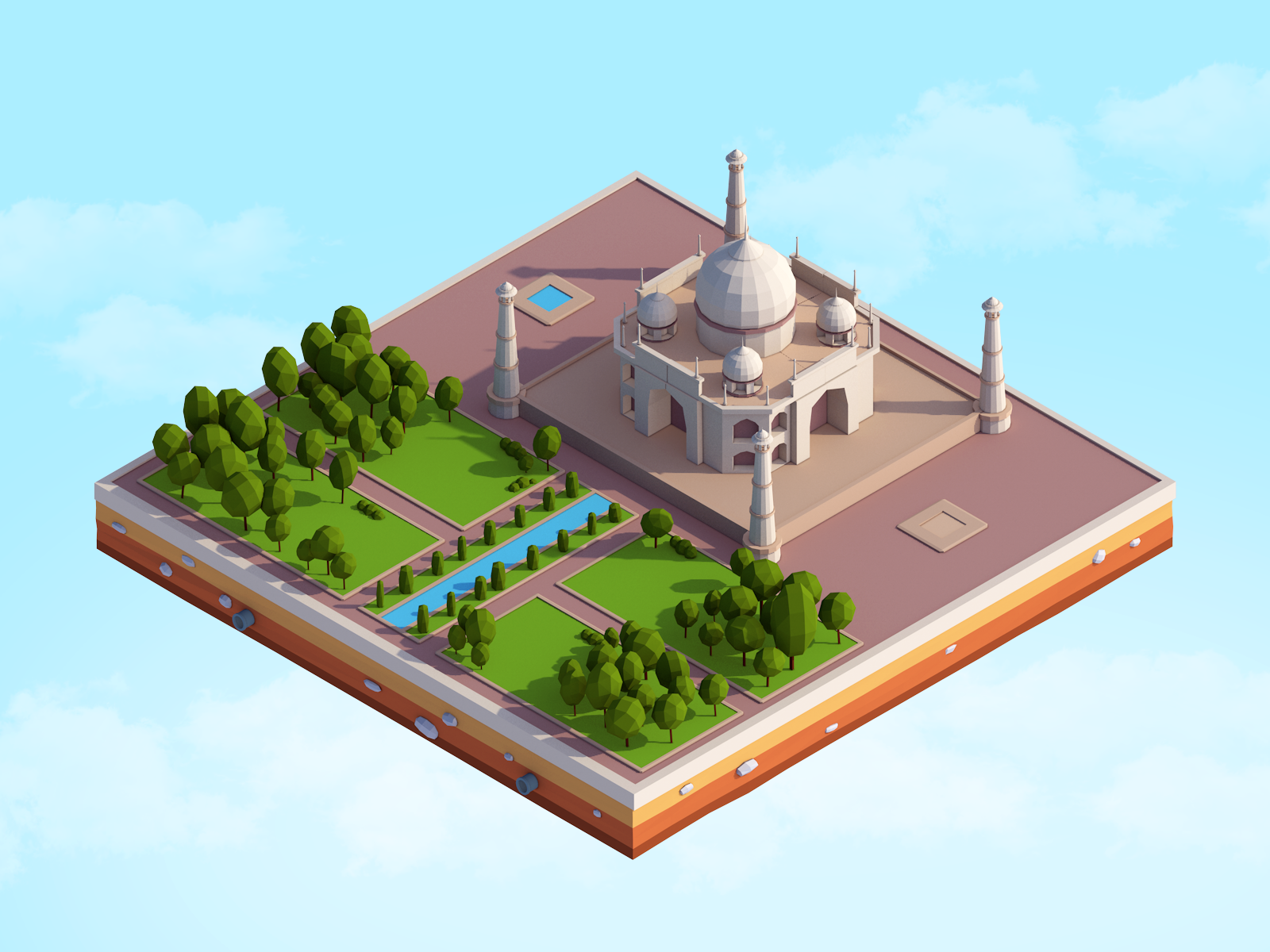 Cartoon Low Poly Taj Mahal Landmark, an Environmental 3D Model by Anton ...