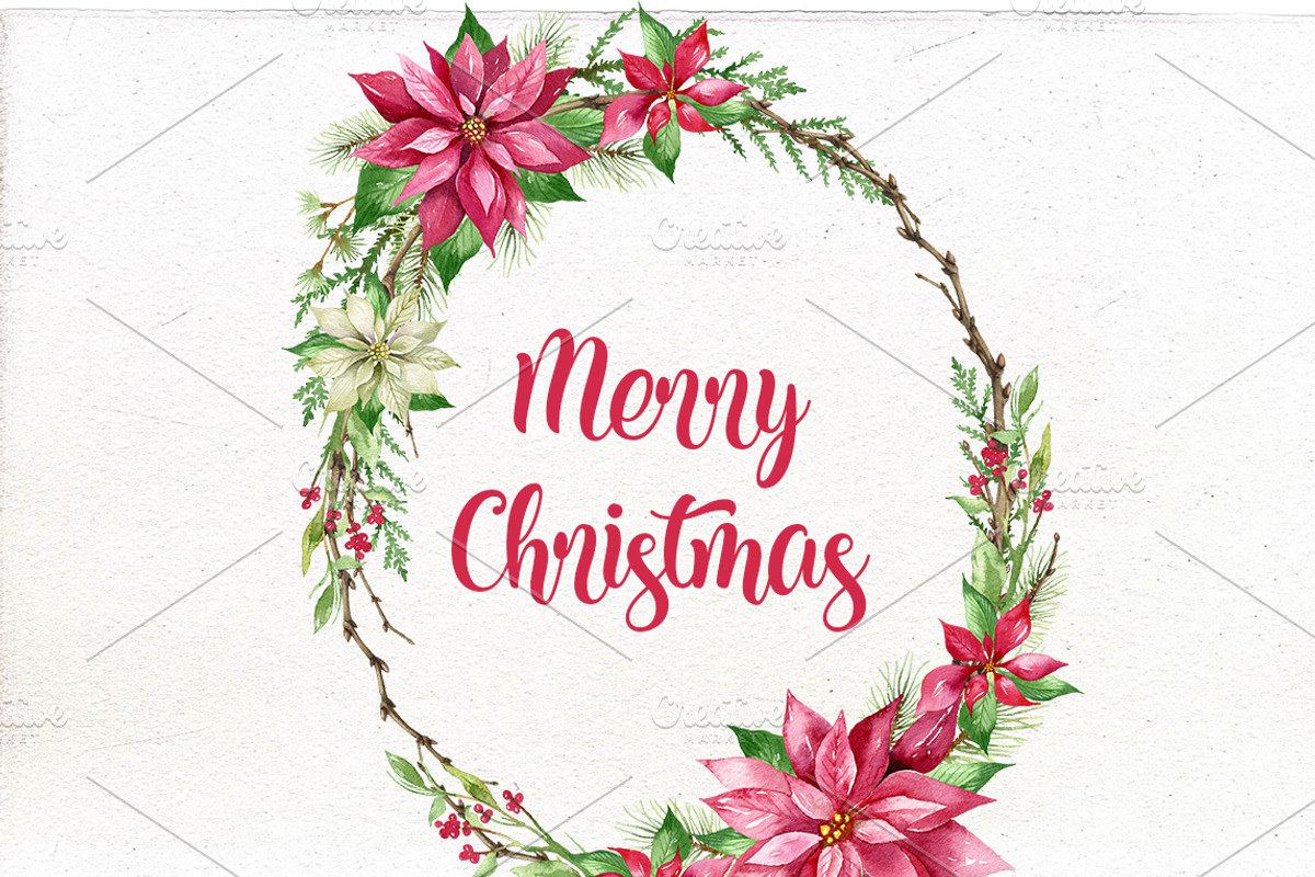 Christmas Watercolor Clip Art., a Decorative Illustration by Mary