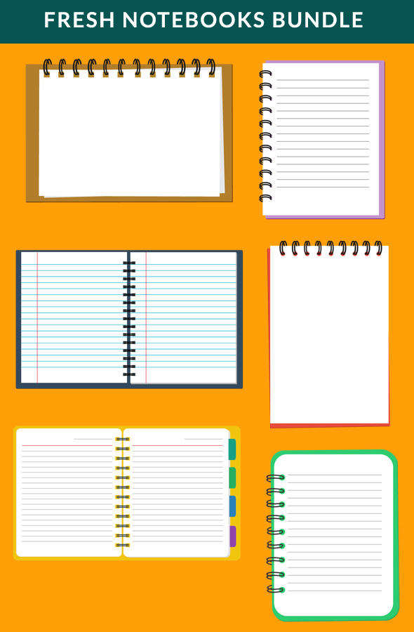 Fresh Flat Notebooks Bundle | Graphic Objects ~ Creative Market