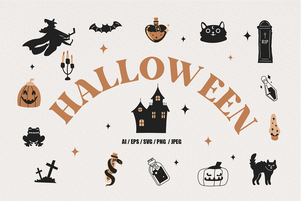 Halloween Doodles Vector Graphics | Creative Market