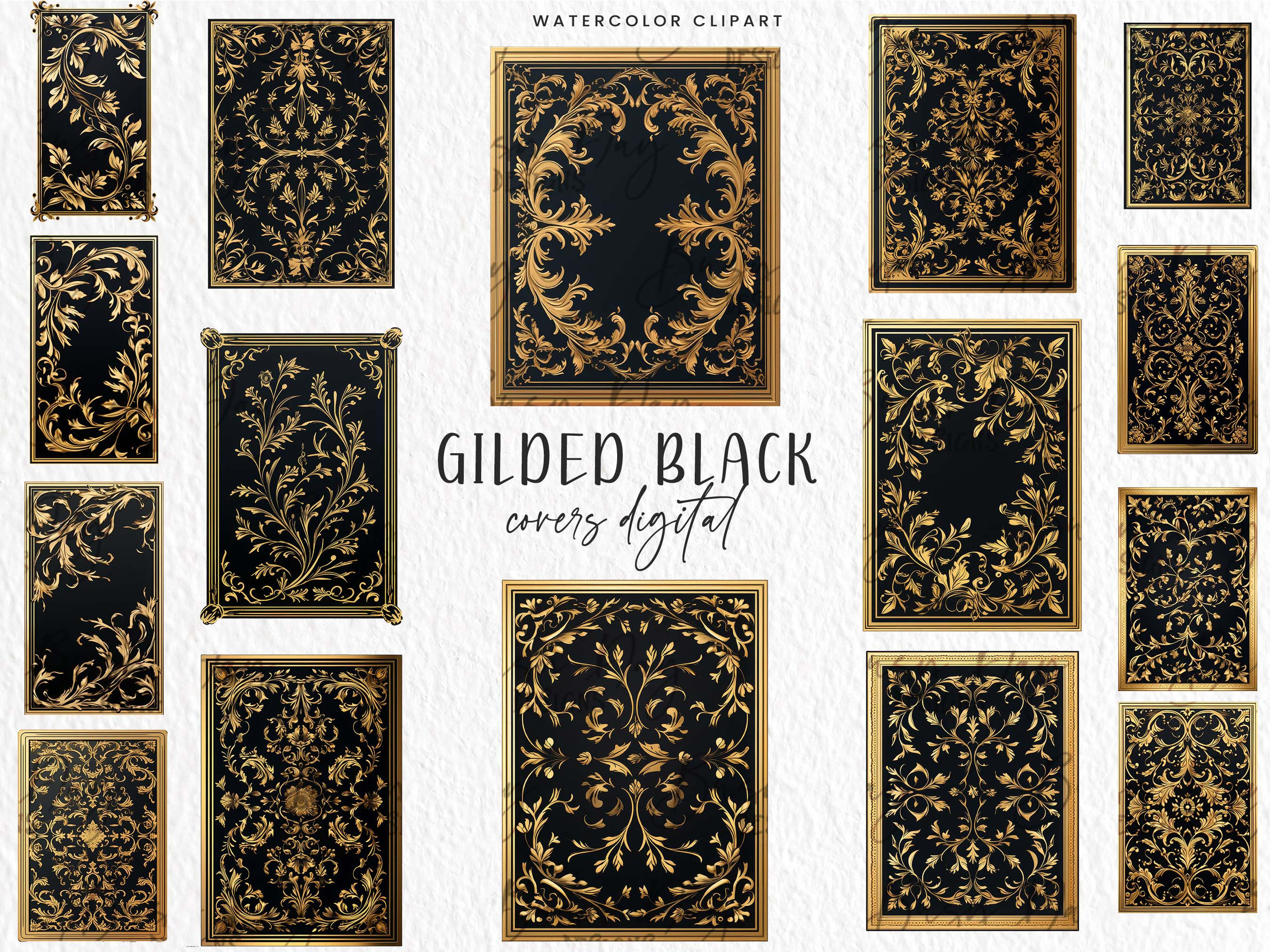 Gilded Book Covers Digital Sheets, an Object Illustration by BusyDaydesign