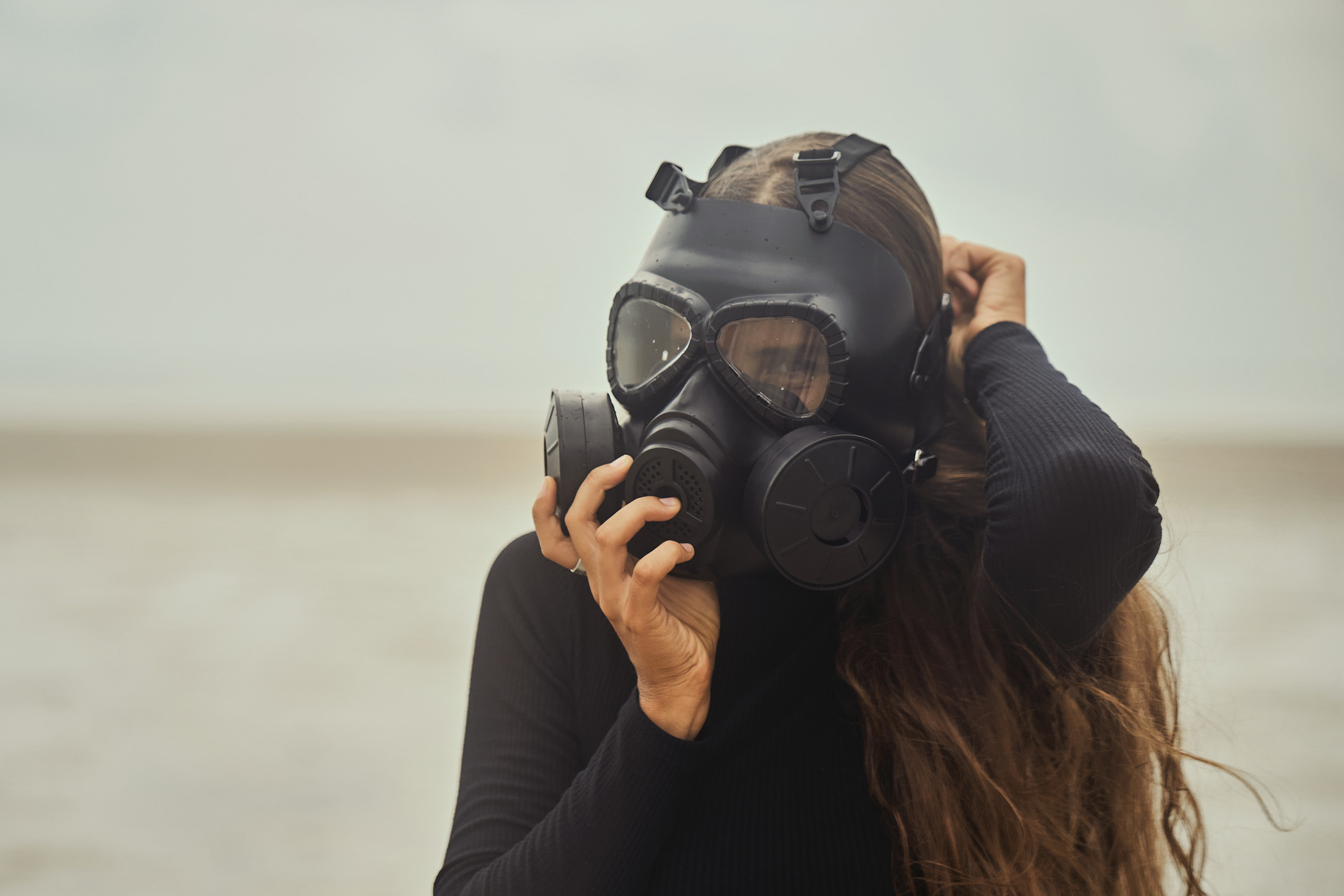 Young woman is wearing a gas mask featuring quarantine, covid19, and ...