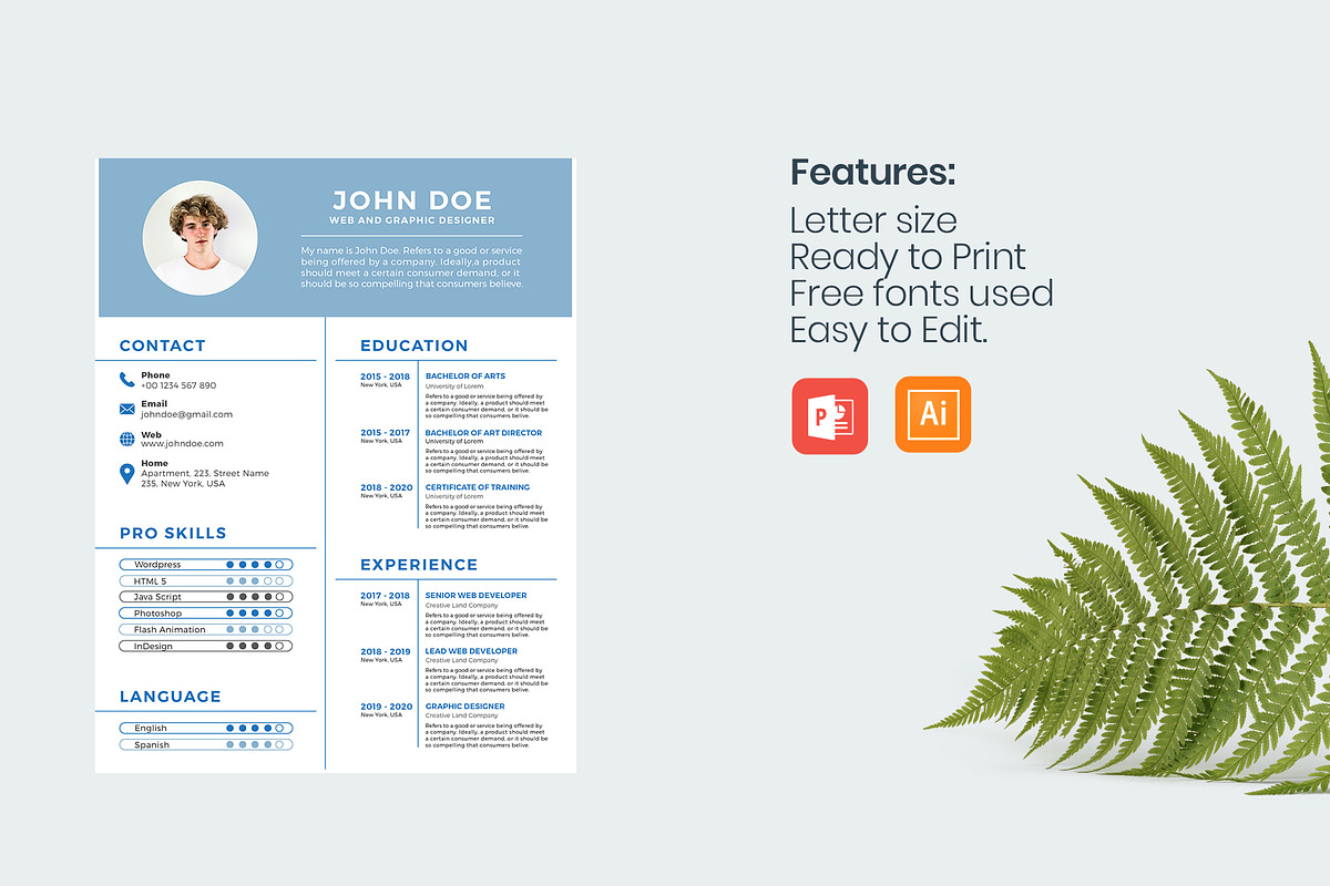 BRIGHT Resumes Bundle, a Resume Template by slidequest