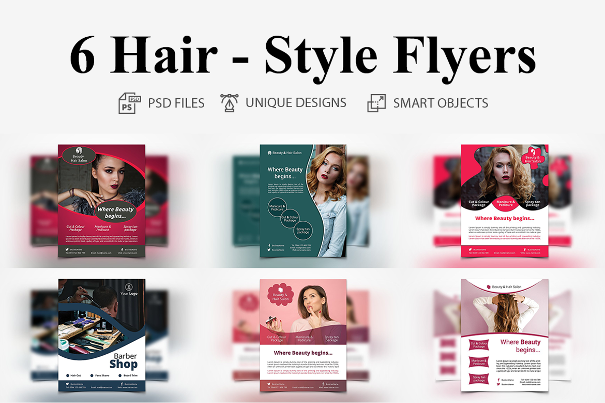 Hair Style Flyers 6 Templates, a Flyer Template by Creatricks