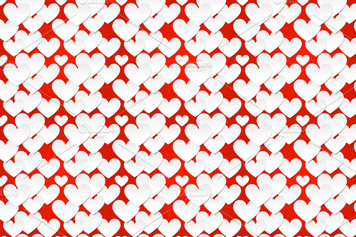 10 paper hearts seamless patterns, a Pattern Graphic by Art of Sun
