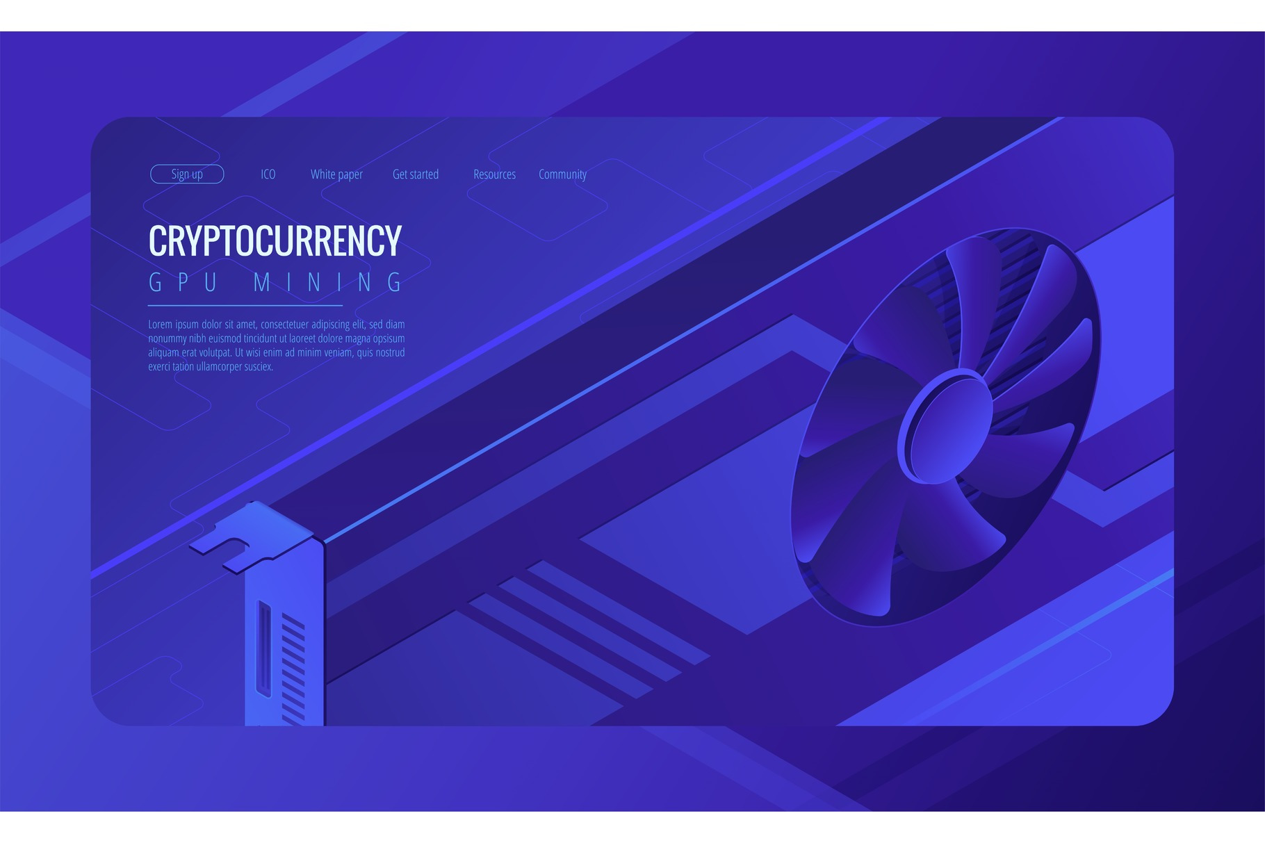 Isometric GPU mining landing page concept., a Technology Illustration ...