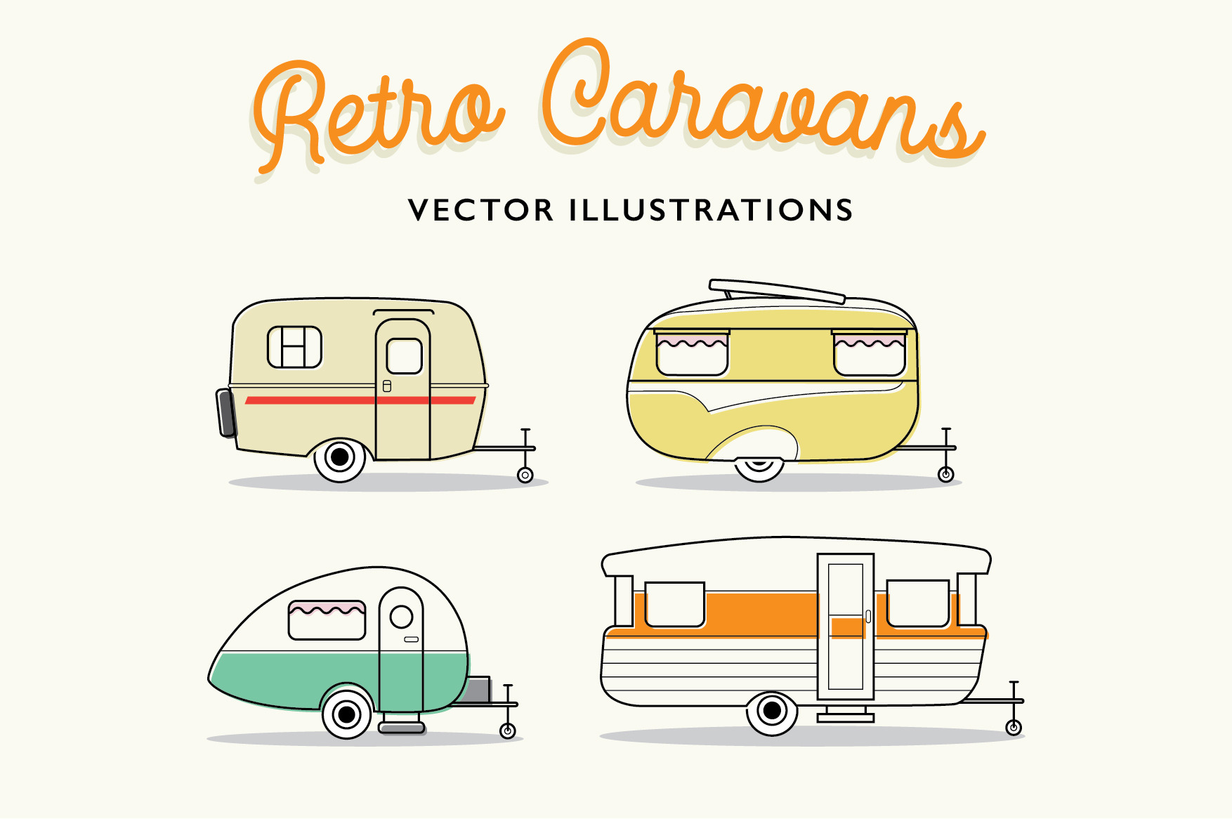 Retro Caravan Illustrations, a Graphic by the cabin supply co