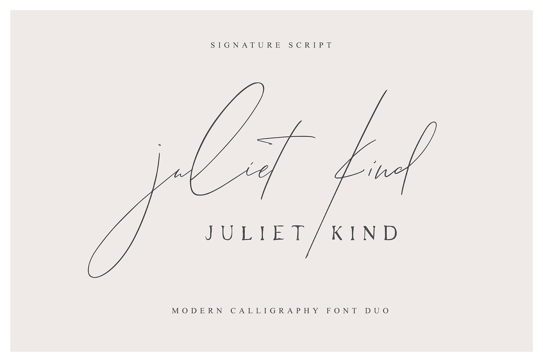 Juliet Kind Font DUO, a Script Font by Creamy Script