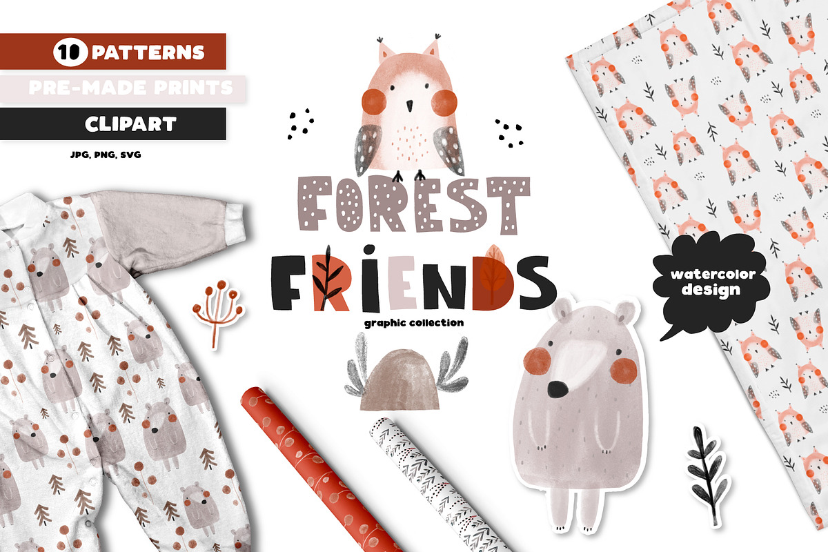 FOREST FRIENDS graphic collection, a Pattern Graphic by solmariart