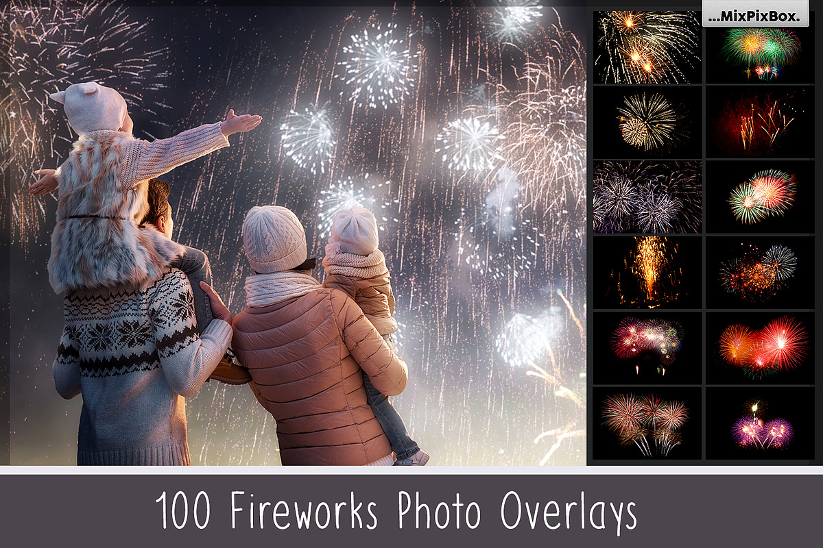 100 Fireworks Overlays, a Texture Graphic by MixPixBox