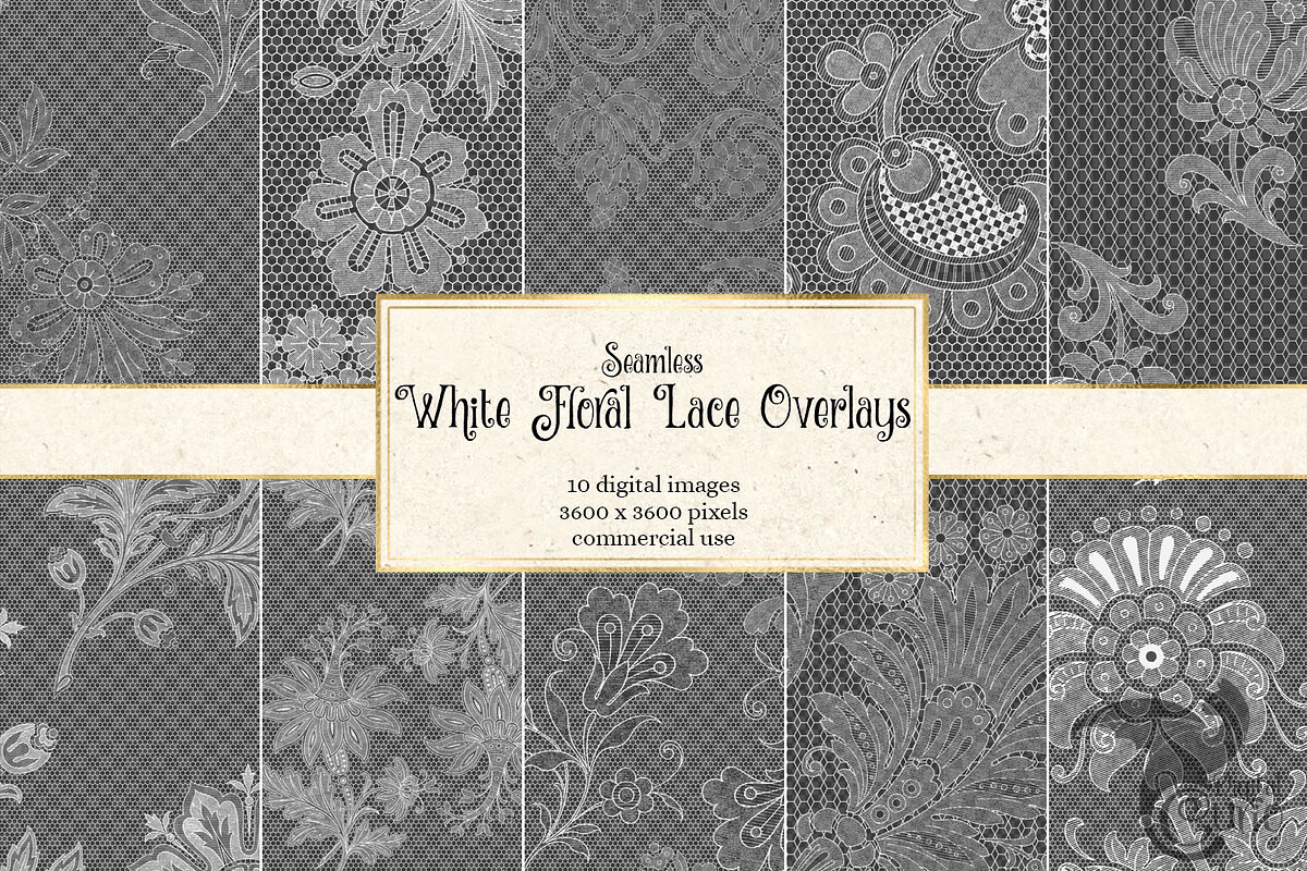 White Floral Lace Overlays, a Graphic by Digital Curio