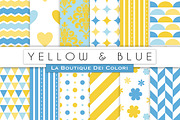 Blue and Yellow Digital Paper, a Pattern Graphic by La Boutique dei Colori