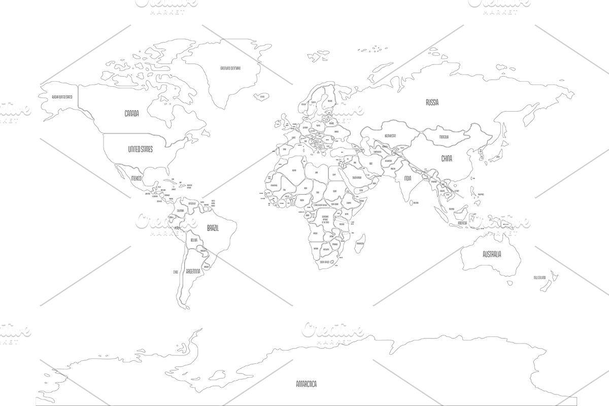 Simplified smooth border World map, an Illustration by pytyczech
