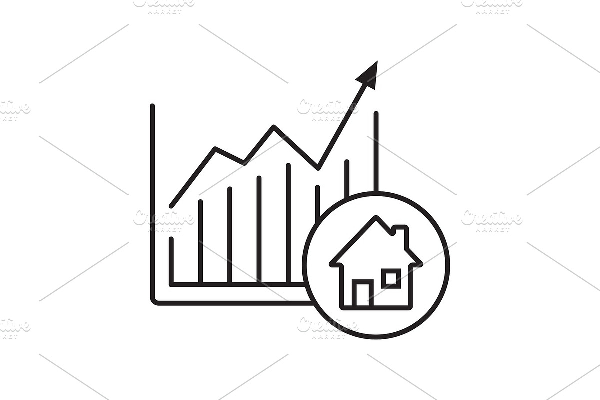Real estate market growth chart linear icon, an Outline Icon by IMG ...