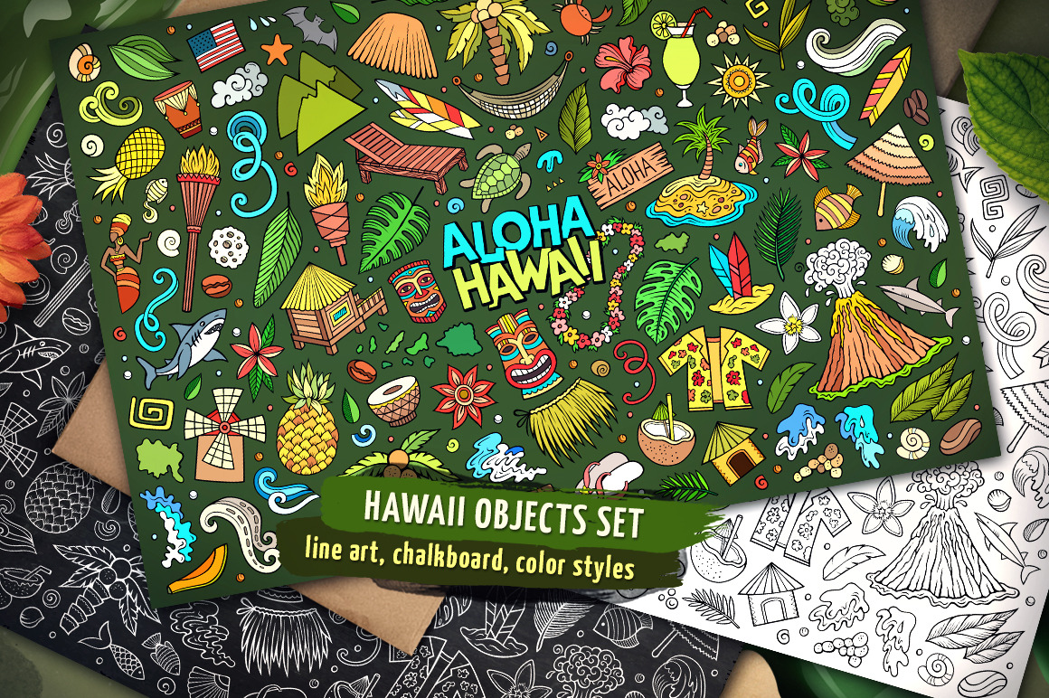 Hawaii Objects & Symbols Set