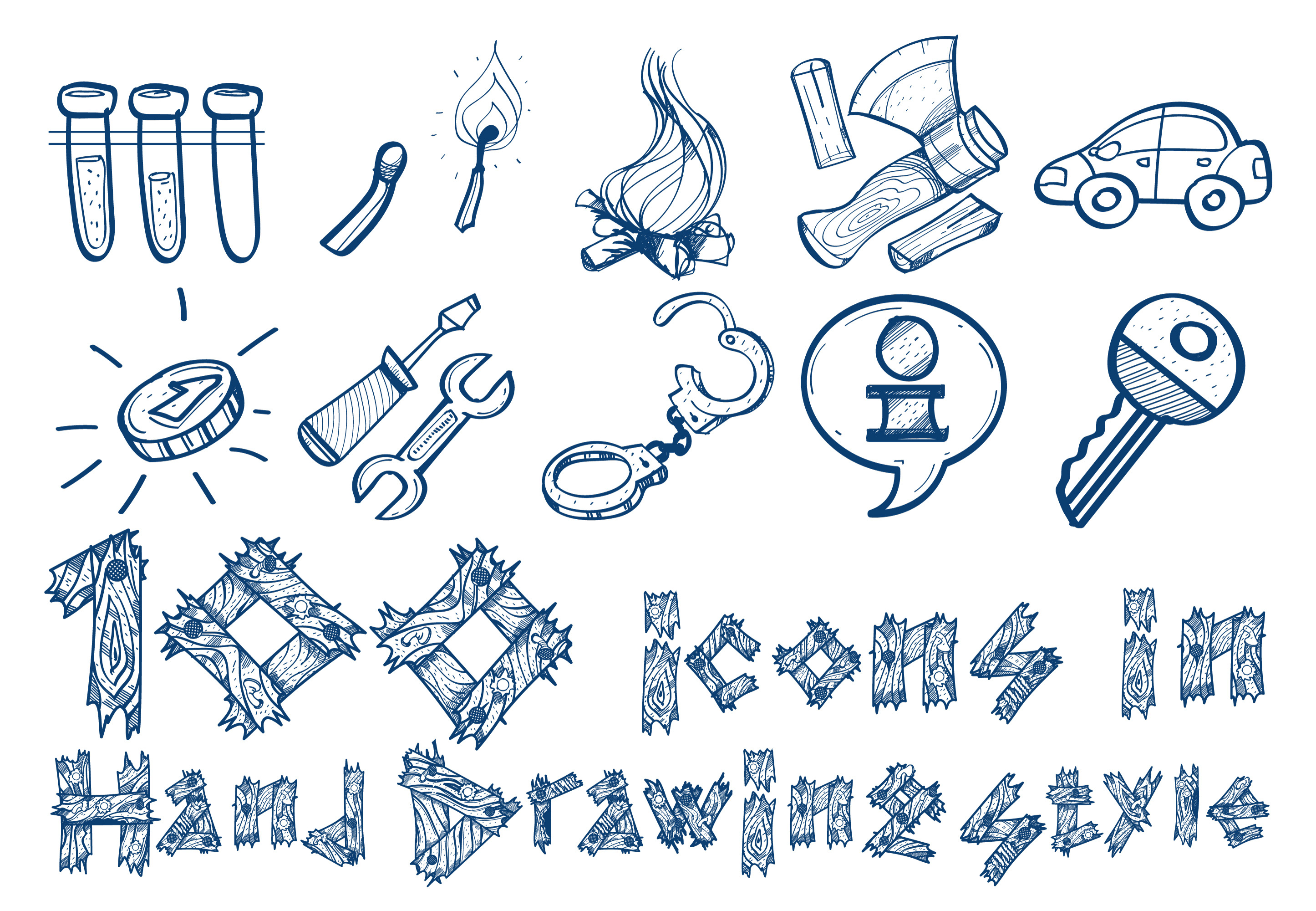 100 icons hand drawing style., an Outline Icon by It's Time to Designs ...