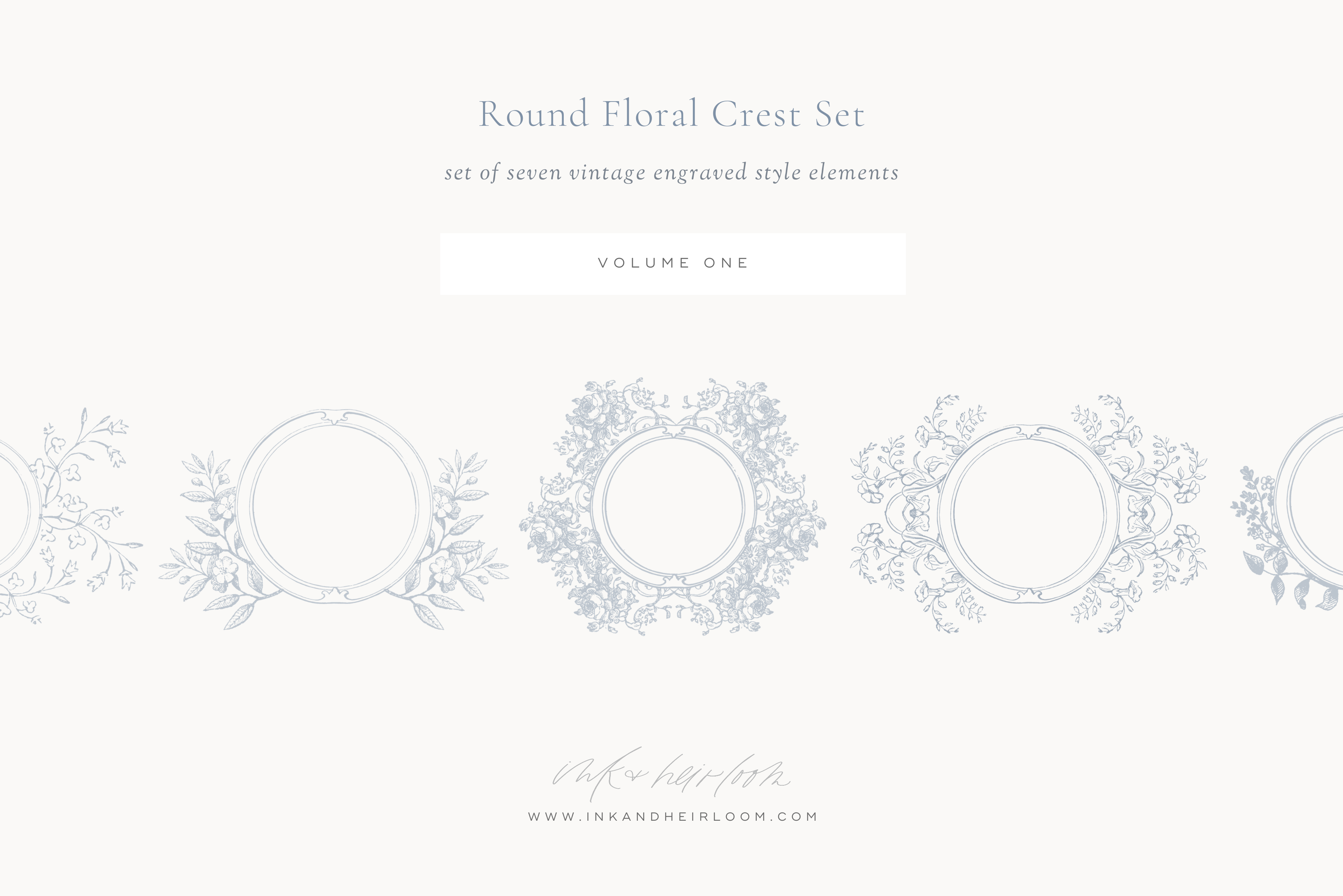 Round Floral Wedding Crest Set Vol 1, an Illustration by Loren Schmidt ...