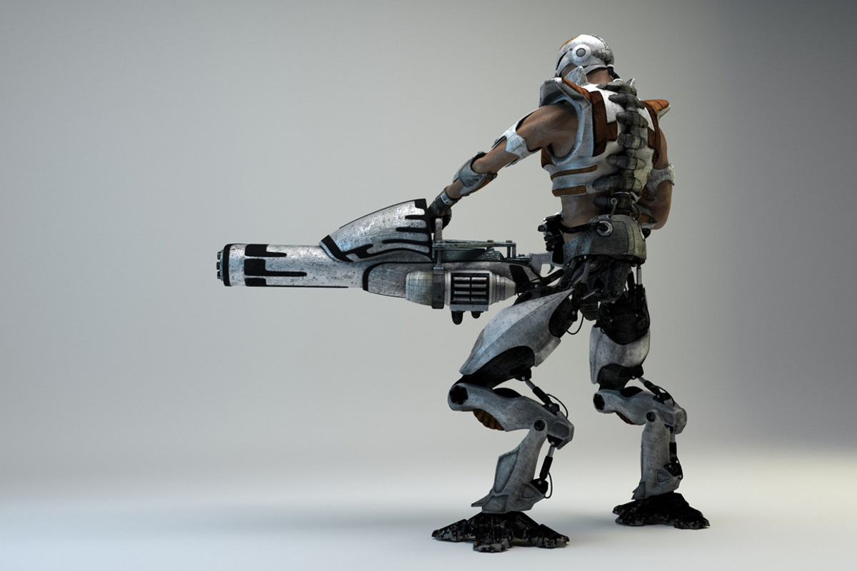 Retro-Futuristic Mechborg & Minigun, a Characters & Person 3D Model by ...