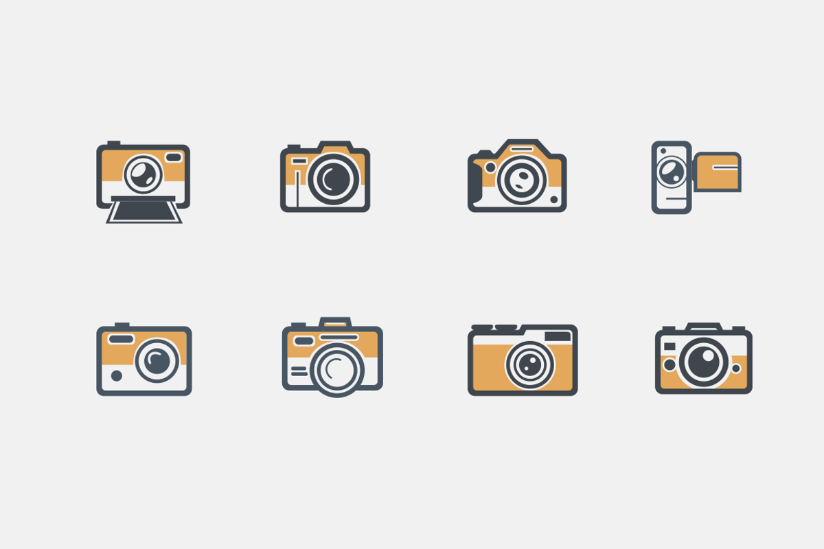 8 Retro Camera Icons, an Icon by Creative VIP