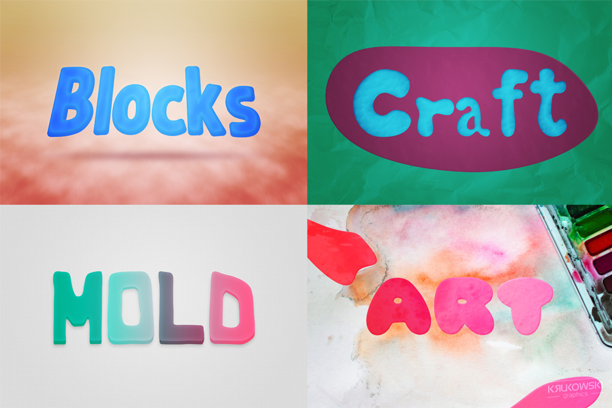 Modelling Clay Text Effects Mockup, a Mockup by Krukowski Graphics