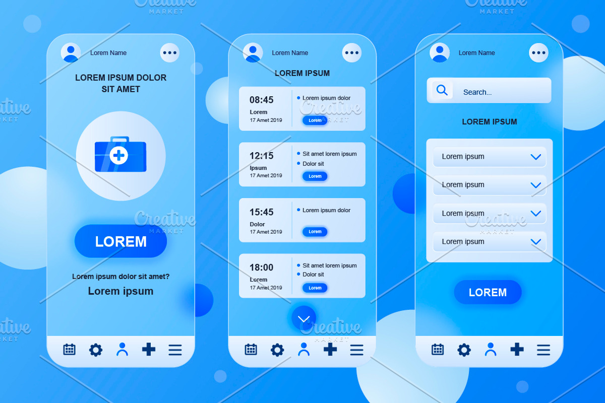 Glassmorphic Mobile App UI Kit, an UI Kit Template by alexdndz