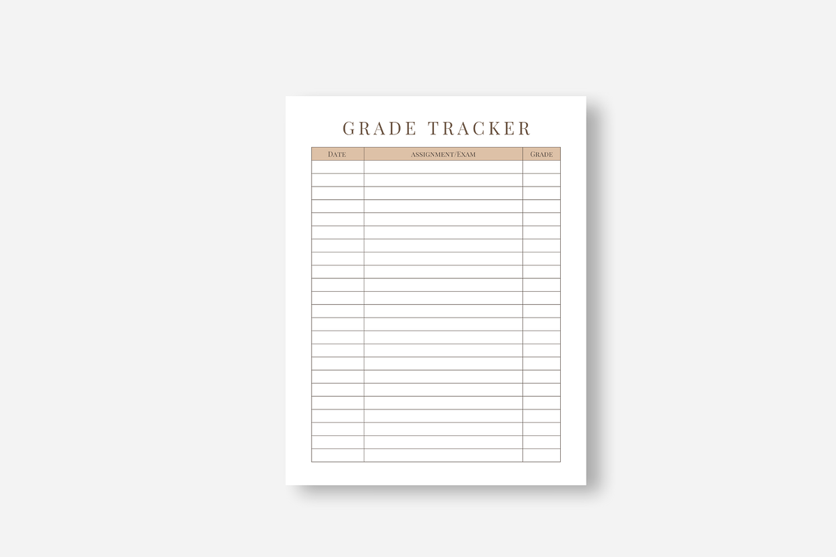 Student Grade Tracker Printable, a Stationery Template by The Chaos Project