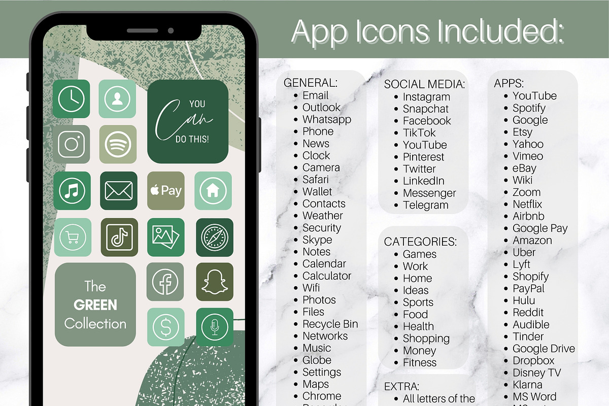 Green iOS 14 App Icons BUNDLE