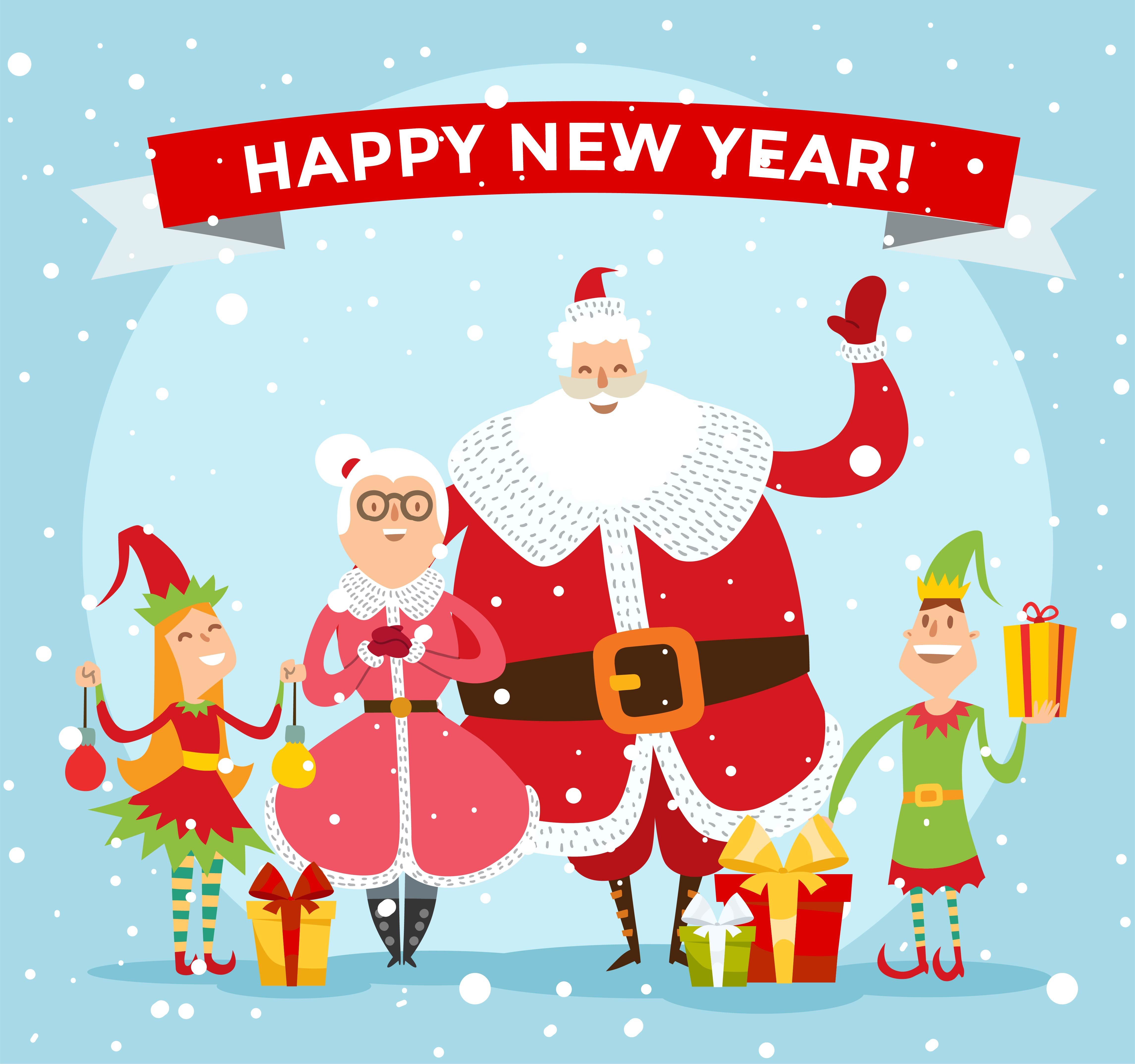 Santa Claus family portrait vector, a Decorative Illustration by ...