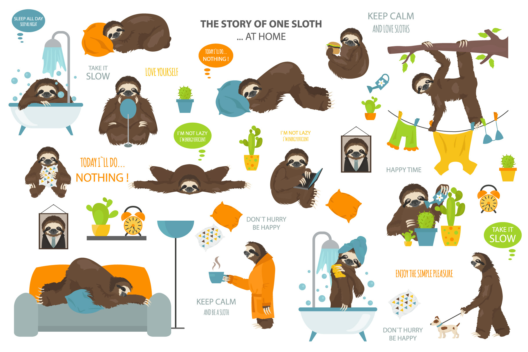The story of one sloth, an Animal Illustration by pet design shop