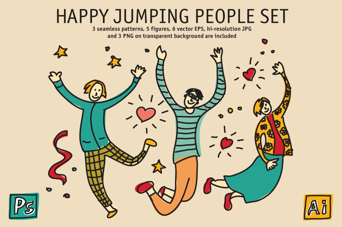 Happy jumping people set, an Object Illustration by Crowhouse