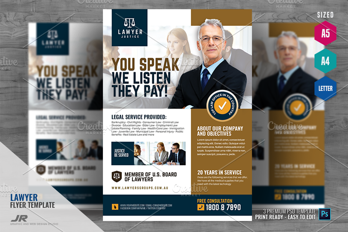 Law Firm and Legal Services Flyer, a Flyer Template by PSDPixel