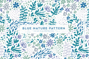 Blue Nature Pattern, a Pattern Graphic by MalyskaStudio
