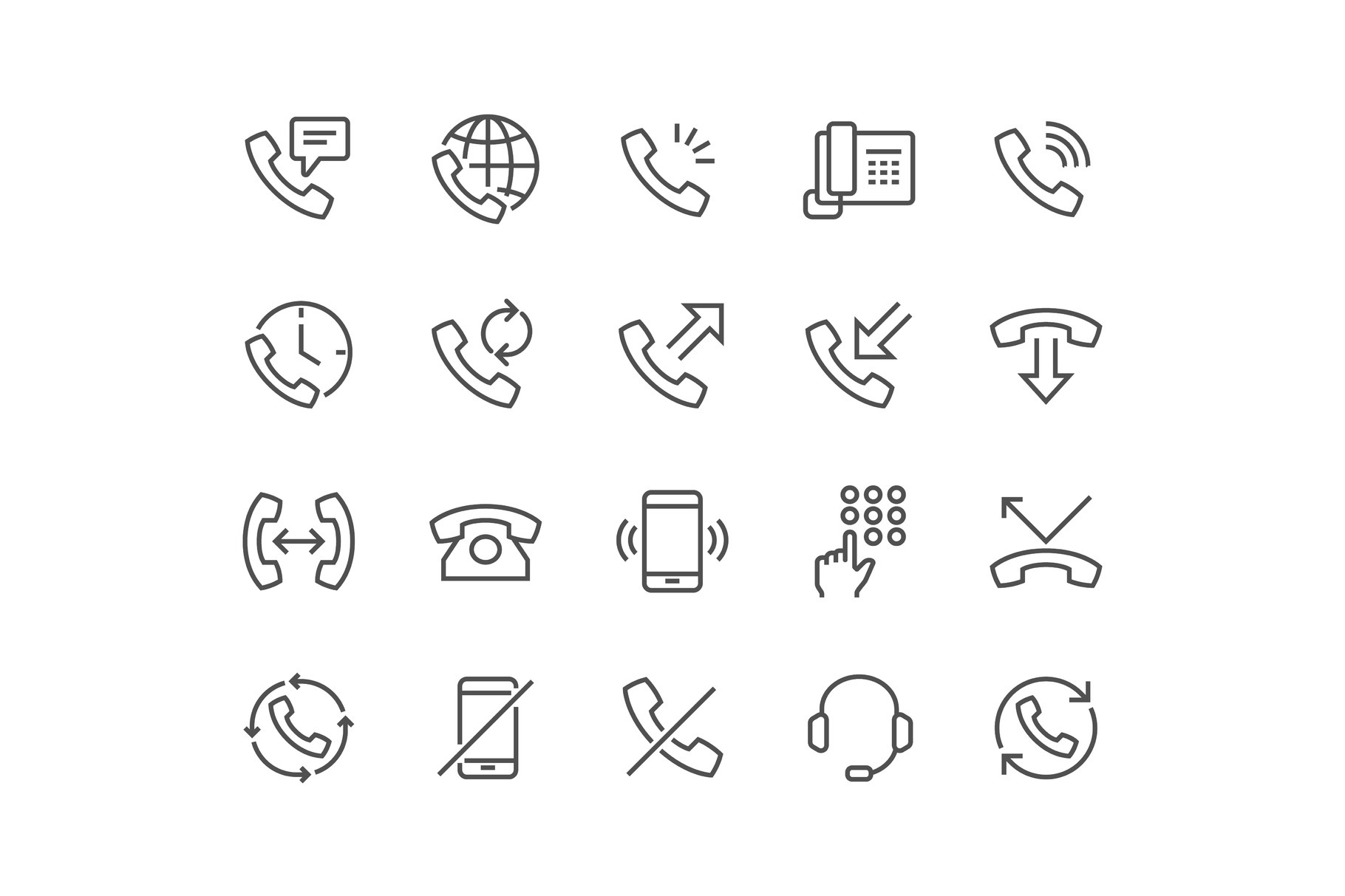 Line Phone Icons, a Technology Illustration by Davooda