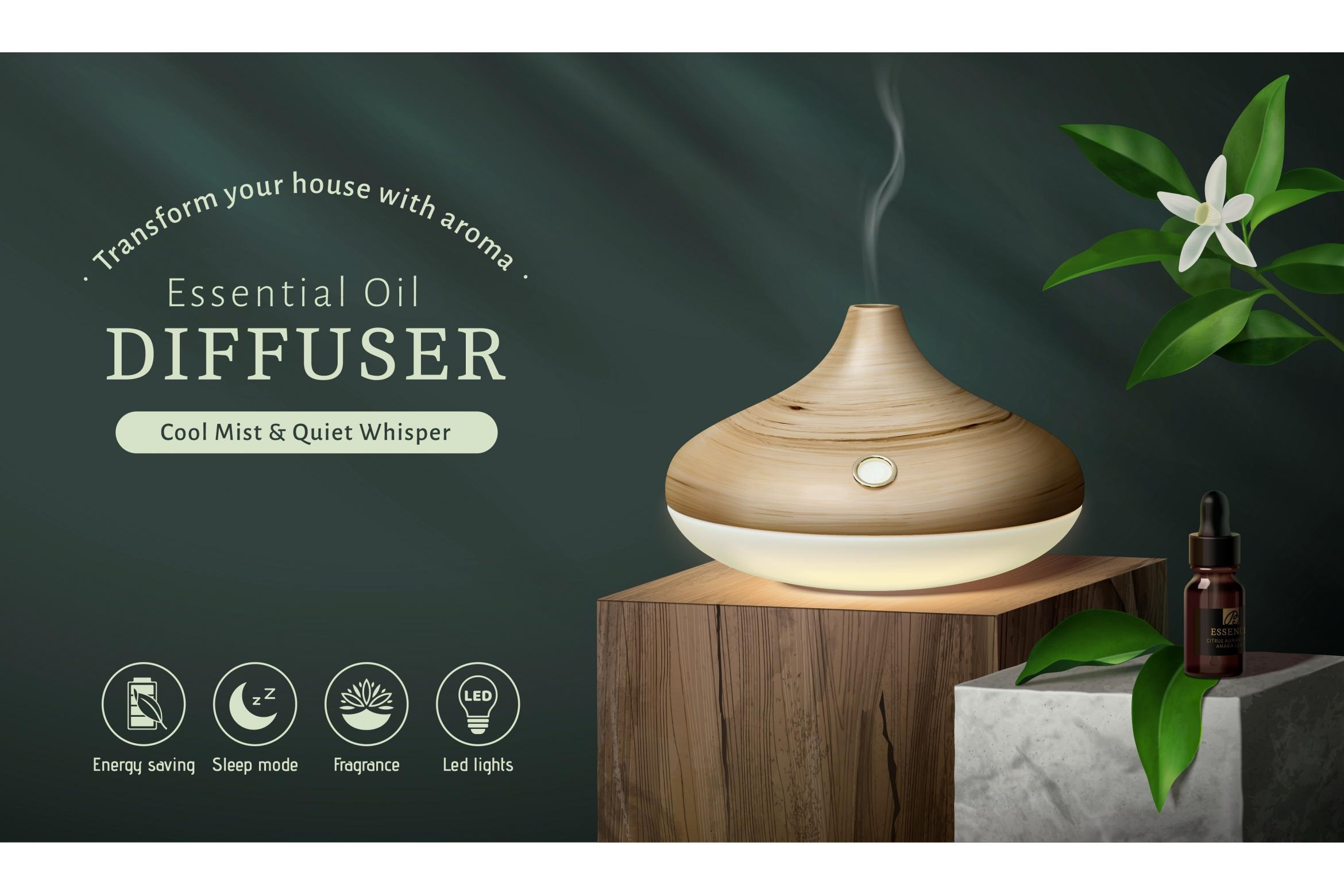 3d natural luxury aroma diffuser ad | Flyer Templates ~ Creative Market