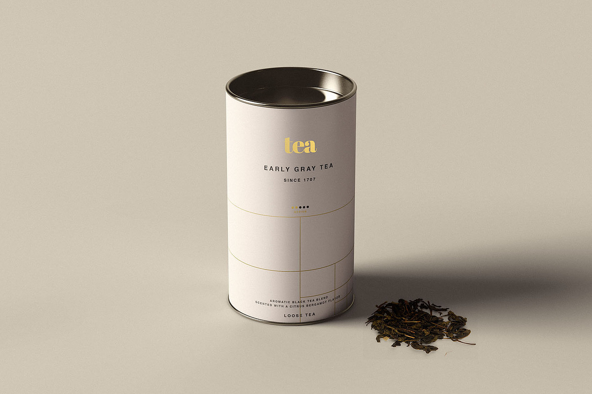 Cylinder Tea Tin Mockup, a Packaging Mockup by Graphic Pear