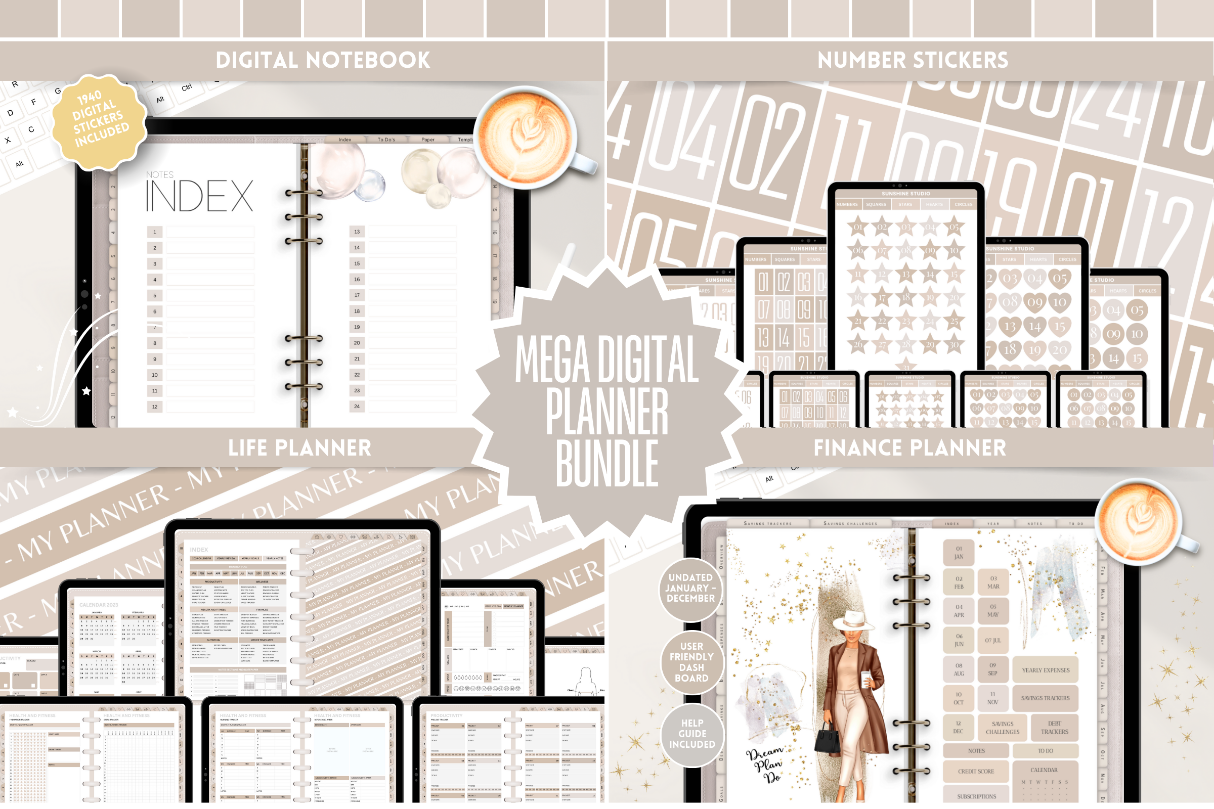 Beige Digital Planner Mega Bundle