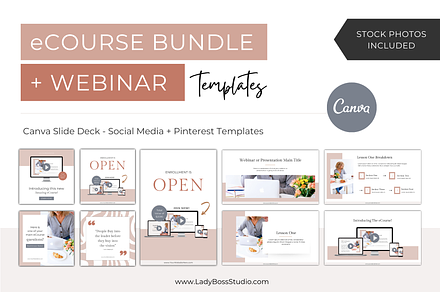 eCourse & Webinar Bundle | Canva PPT, a Presentation Template by Lady Boss Studio