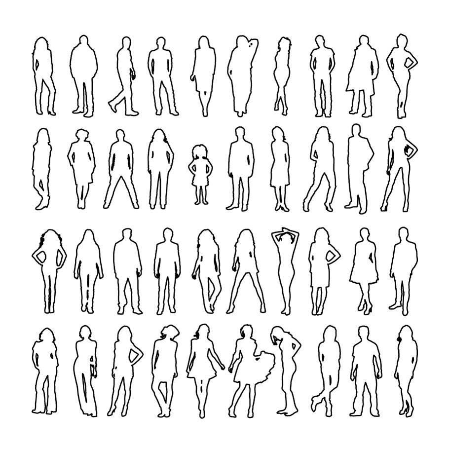 Set of detailed people silhouettes, an Outline Icon by BestPics