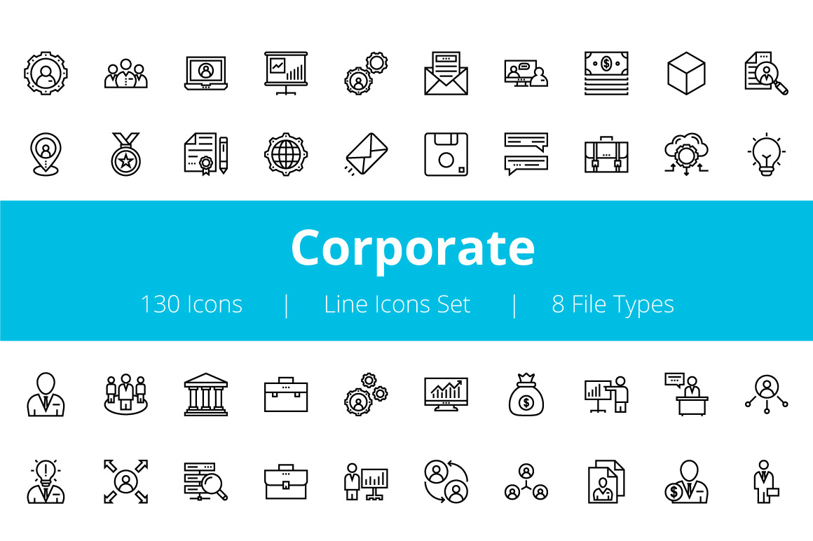 125+ Corporate Line Icons | Outline Icons ~ Creative Market