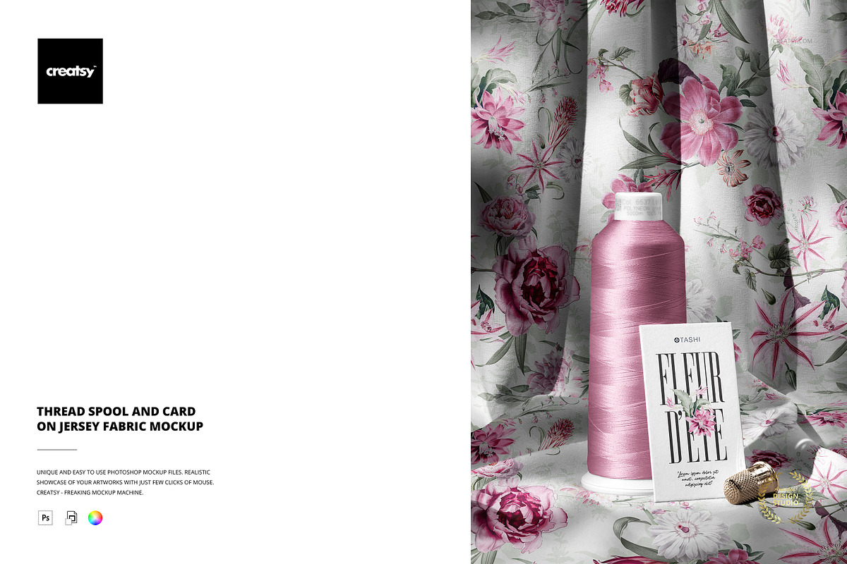 Thread and Card on Jersey Mockup, an Advertising Mockup by creatsy5