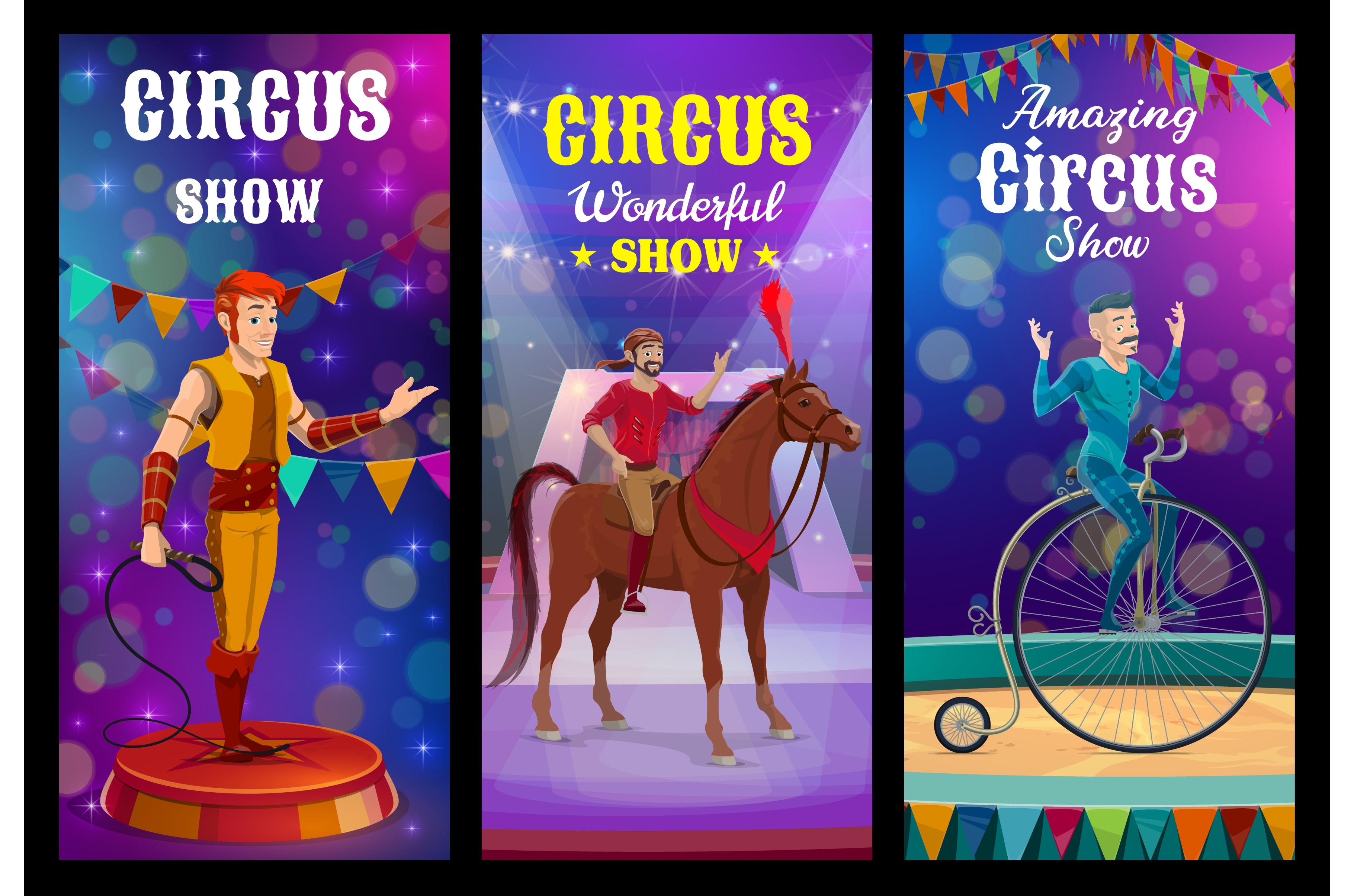 Circus animal trainer and acrobats, an Animal Illustration by Vector ...