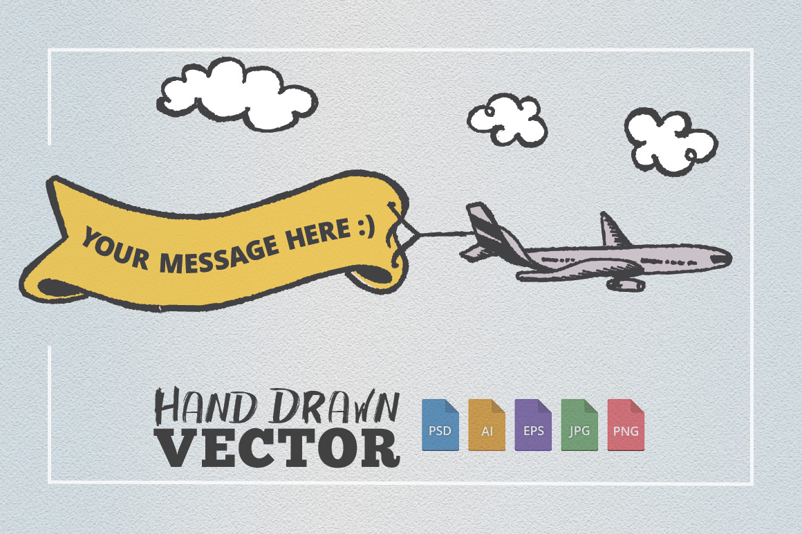 Airplane Banner Message Sketch, an Object Graphic by cvcreative