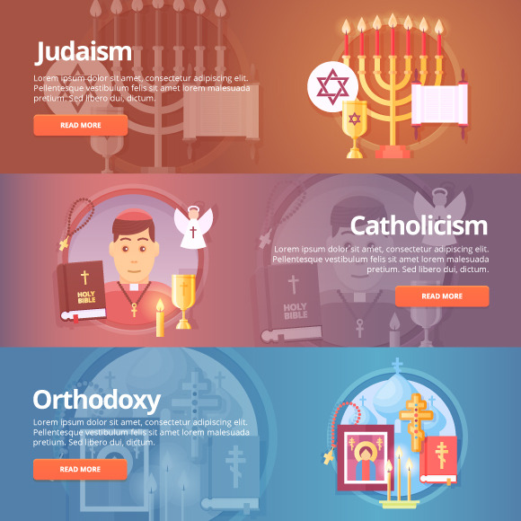 Religion and confession banners set | Illustrations ~ Creative Market