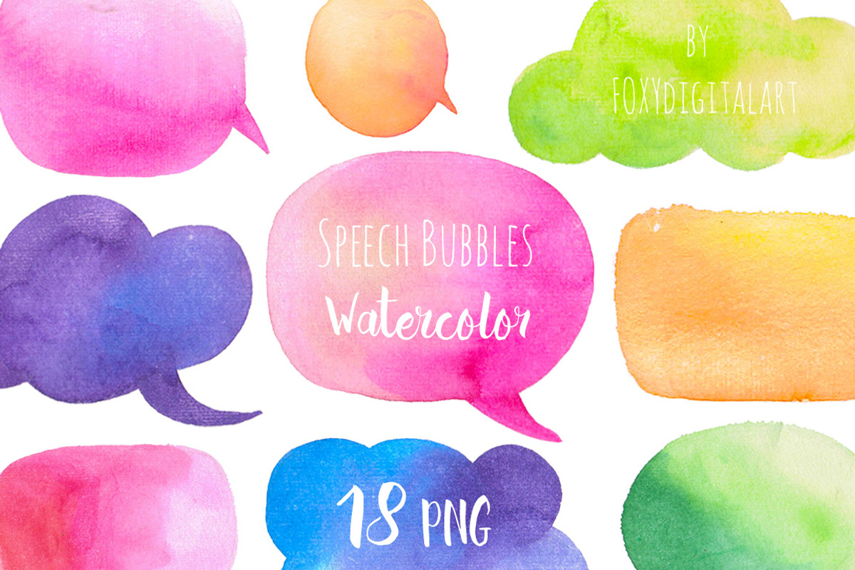 Watercolor Speech Bubbles Set, a Texture Illustration by FOXYdigitalart
