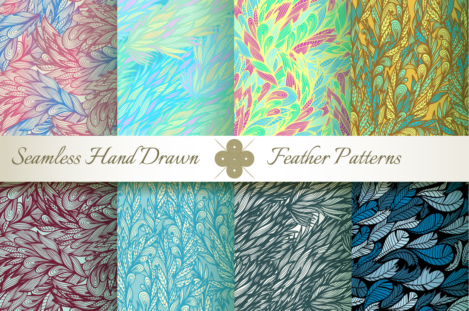 Flying Feathers. 8 Seamless Patterns, a Pattern Graphic by Patternalized