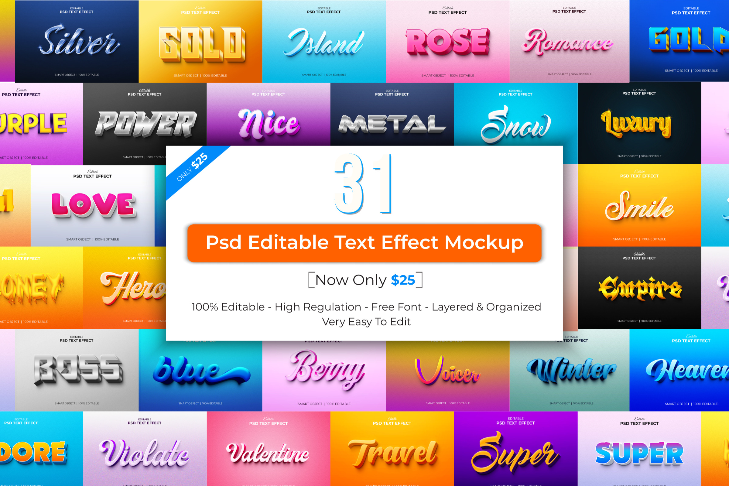 Editable 3d Text effect PSD Bundle