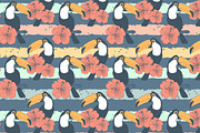 Exotic patterns with toucans, a Pattern Graphic by Julia Bilenko